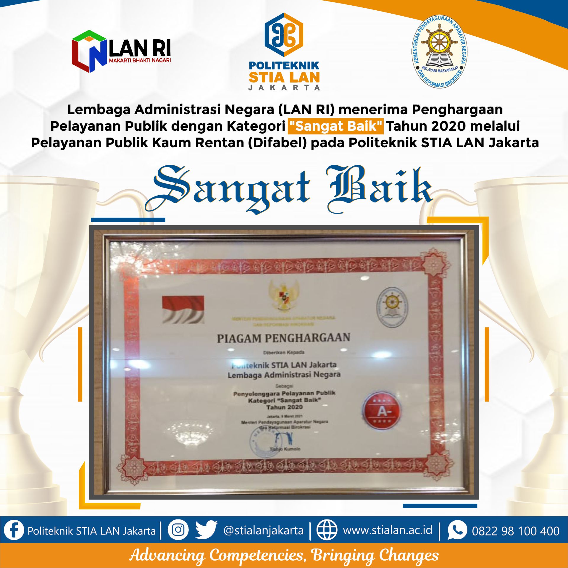 Lembaga Administrasi Negara (LAN RI) menerima Penghargaan Pelayanan ...