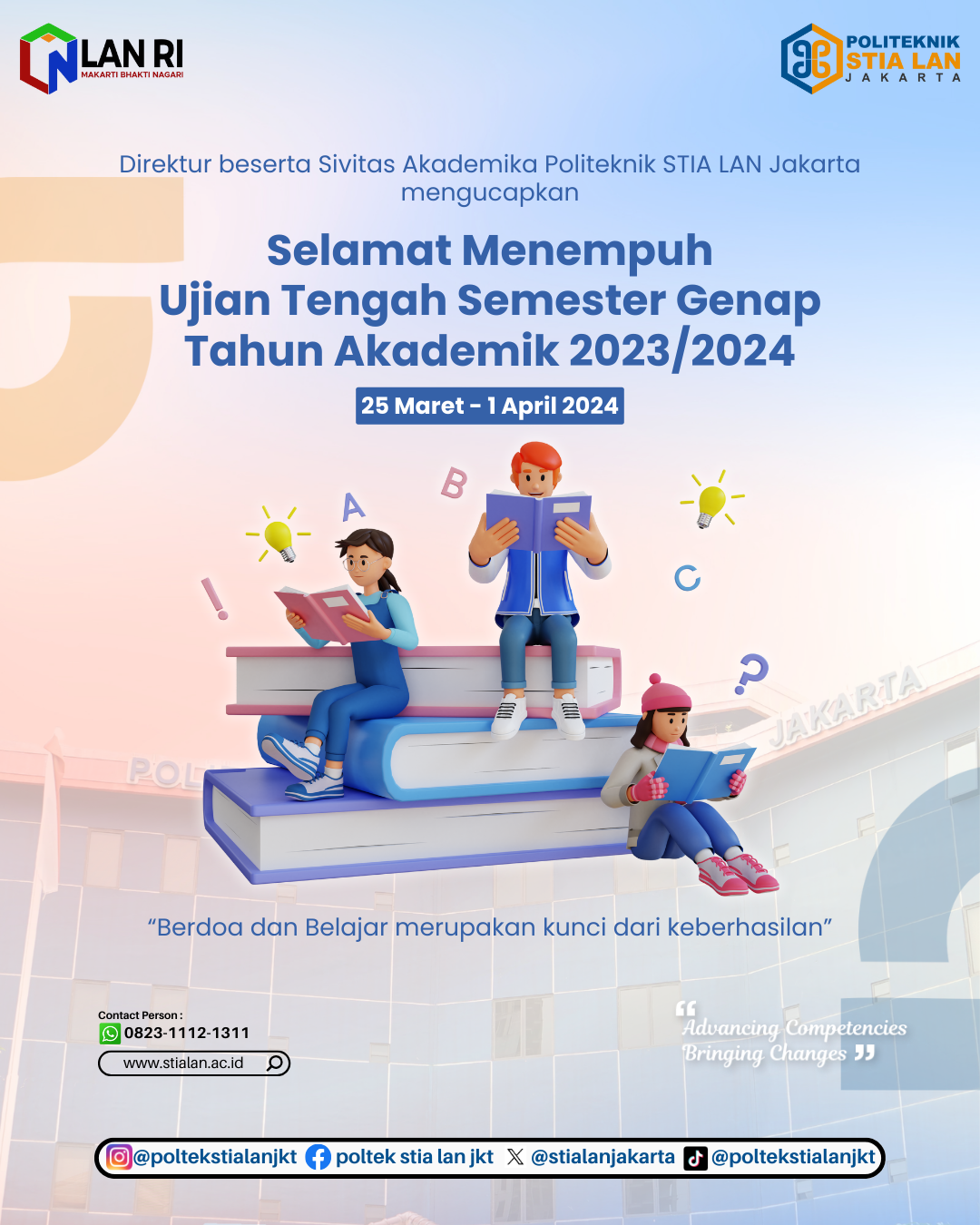Selamat Menempuh Ujian Tengah Semester Genap Tahun Akademik 2023/2024 – Politeknik STIA LAN Jakarta
