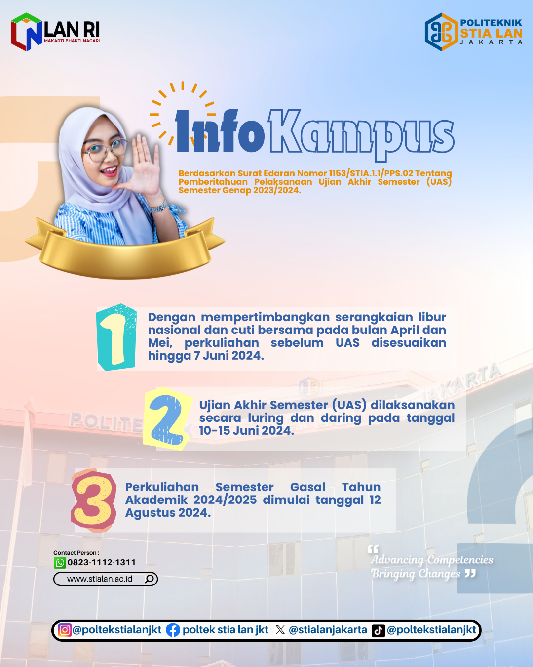 Info Kampus: Penyesuaian Ujian Akhir Semester (UAS) Tahun Akademik 2023/2024 – Politeknik STIA ...