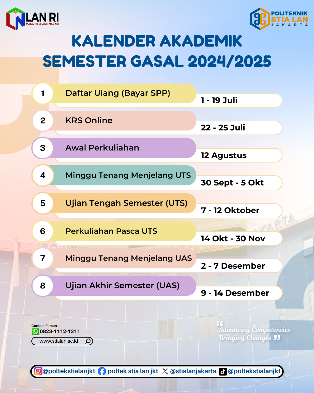 Kalender akademik semester gasal 2024/2025 – Politeknik STIA LAN Jakarta